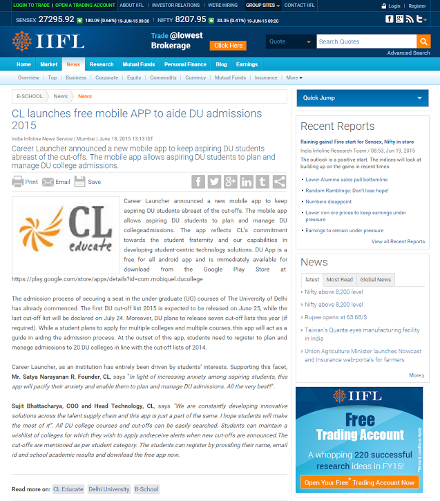 CL launches free college App to facilitate DU admissions 2015